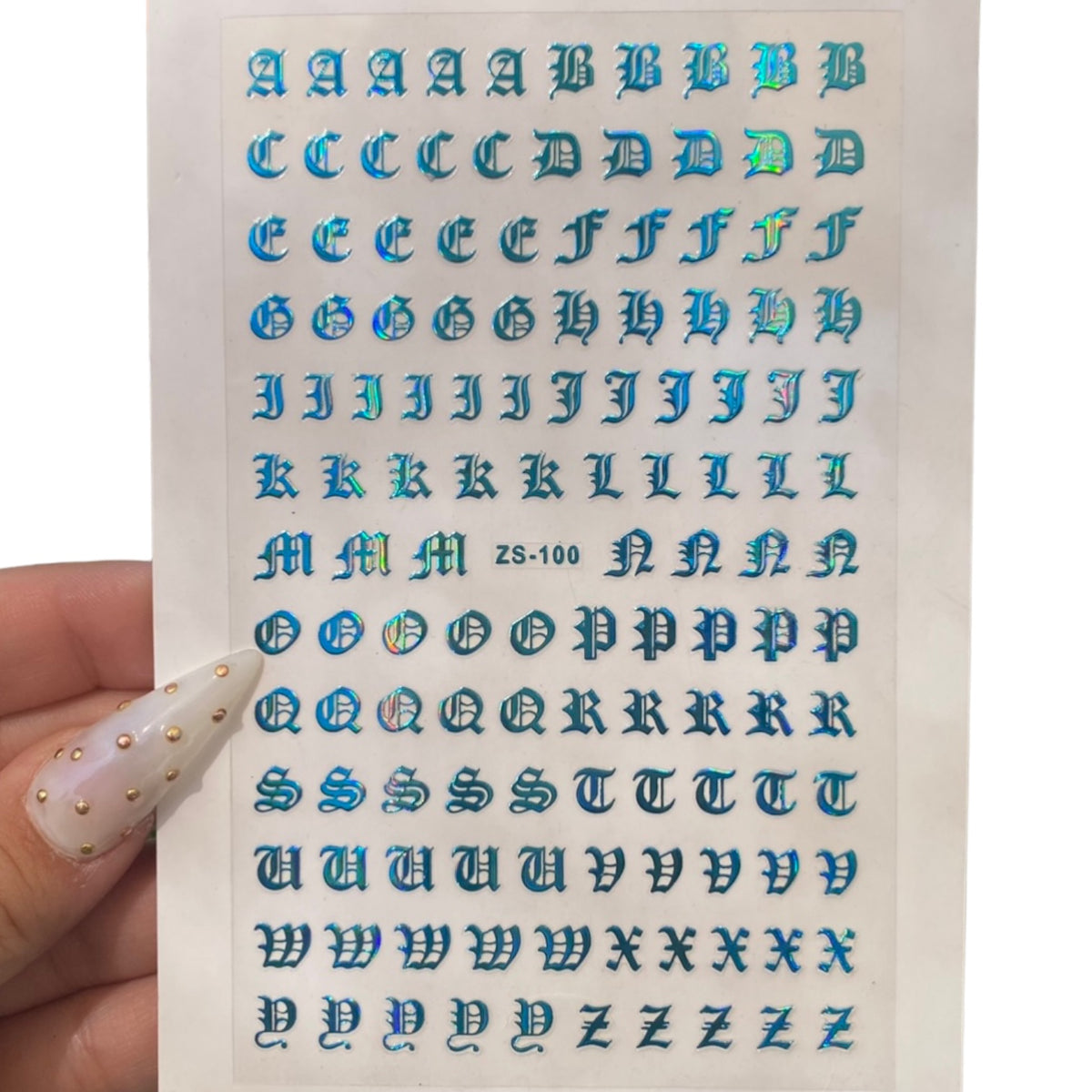 OLD ENGLISH LETTERS STICKERS (BLUE) | Thenailshopxkat